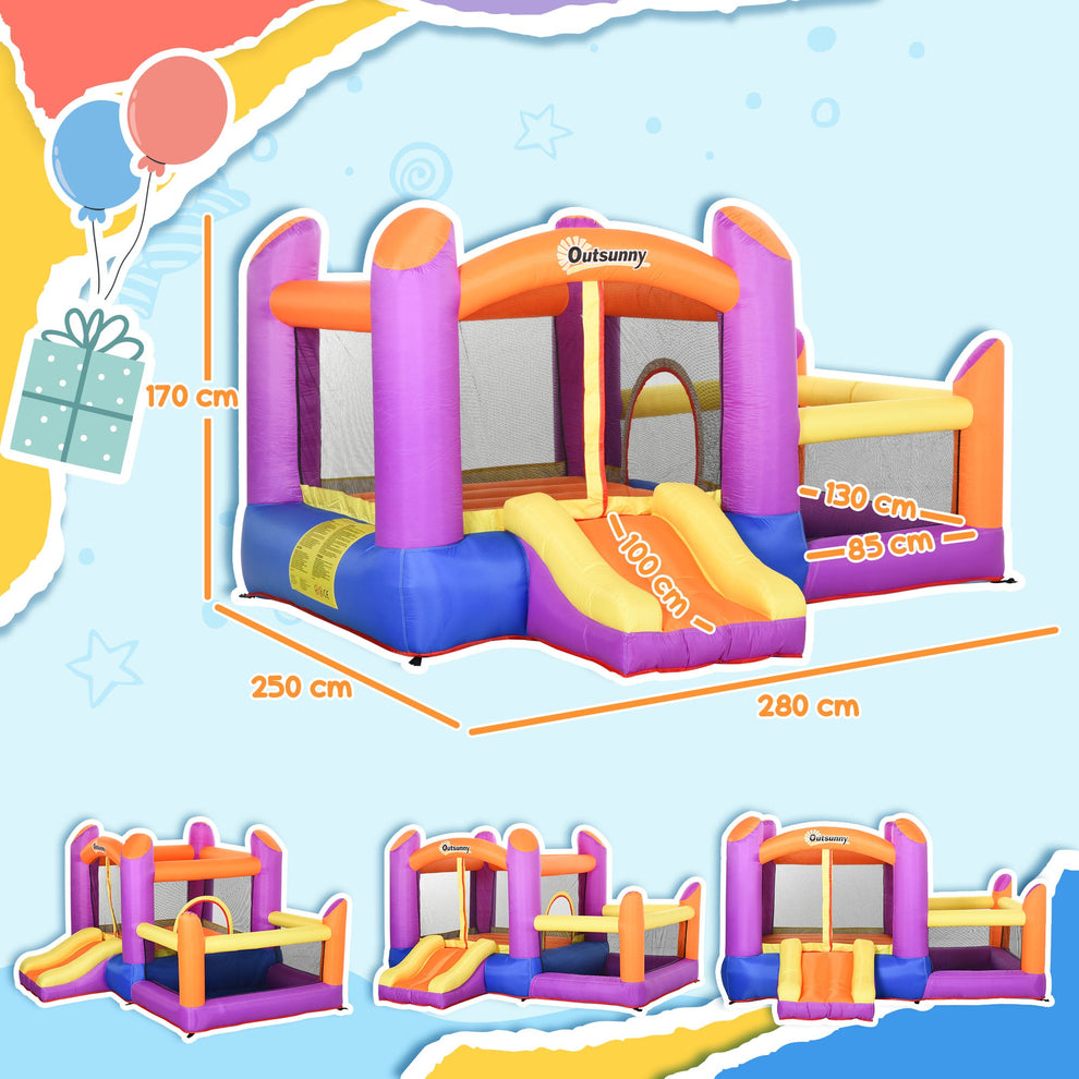 Outsunny Kids Bouncy Castle House Inflatable Trampoline Slide Water Po ...