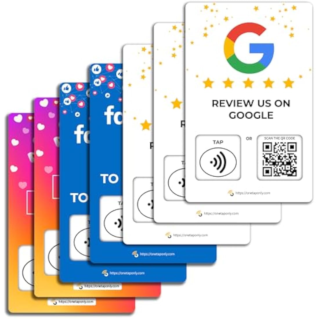 7 Social Tap Cards | Review QR Code | Contactless Review Card | NFC Ta ...