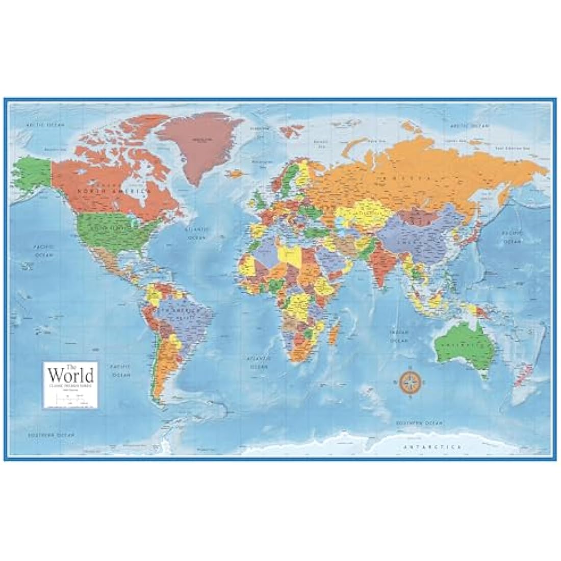 Swiftmaps 92cm x 61cm Laminated World Premier Wall Map Mural Poster A1 ...