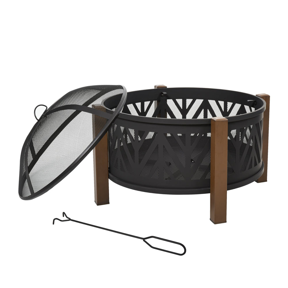 Outsunny Metal Large Firepit Bowl Outdoor 2-In-1 Round Fire Pit Brazie ...
